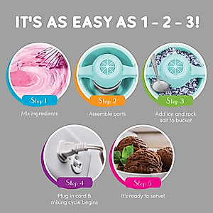 Elite Gourmet EIM-308L 4 Qt. Electric Motorized Maker Ice & Rock Salt, 4Qt. Freezing Canister, Creamy Ice Cream, Gelato, Frozen Yogurt, or Sorbet, Recipe Booklet, 4 Quart, Mint