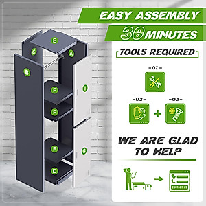 Pataku Metal Lockers for Employees, 5 Tier Storage Locker Cabinet, Steel Lockers 5 Lockable Doors for School, Gym, Office, Home(Grey,5-Tier)