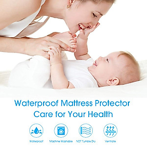 Queen Mattress Protector Cover Waterproof Quilted Fitted Soft Cotton Mattress Cover Pad Washable Mattress Bed Protector with Elastic Band (Queen Size)