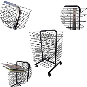 Drying Rack, 25-Shelf Mobile Drying Rack with Wire Shelves for Works of Art, Black Powder Coated Finish, Drying & Print Racks, Protect Artwork When Drying，Ideal for Schools and Art Clubs