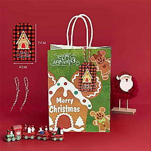 RYMILIE 20 Kraft Christmas Gift Paper Bags Bulk with handles and 20 Count Christmas Gift Tags set for Wrapping Xmas Holiday Presents(8 Small,8 Medium,4 Large)