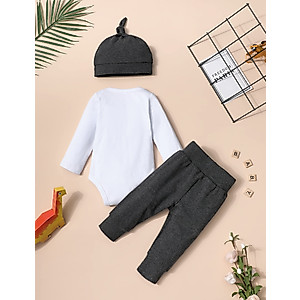 AGAPENG Newborn Boy Outfits Infant Boy Clothes Little Brother Outfit Long Sleeve Romper Pants with Hat Newborn Baby Boy Clothes