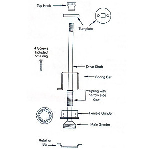 Chef Specialties Professional Series 10 Inch, Made in USA Pepper Mill Mechanism Kit
