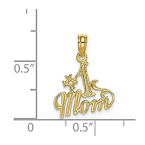 Solid 14k Yellow Gold Number One # 1 MOM Pendant Charm - 15mm x 13mm