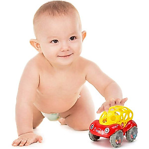XELVSET 2pcs Toy Cars for Toddlers,Soft Rubber Rattle car Toys,Girls or Boys 3 yrs+ Years Old