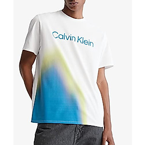 Calvin Klein Men's Relaxed Spray Painted Crewneck T-Shirt, Brilliant White