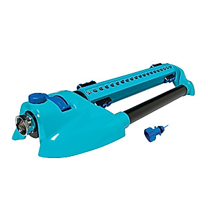 Aqua Joe AJ-OMS20-BRS 4973 Sq Ft Variable-Width Turbo Oscillating Sprinkler, 6 Switchable Spray Nozzles