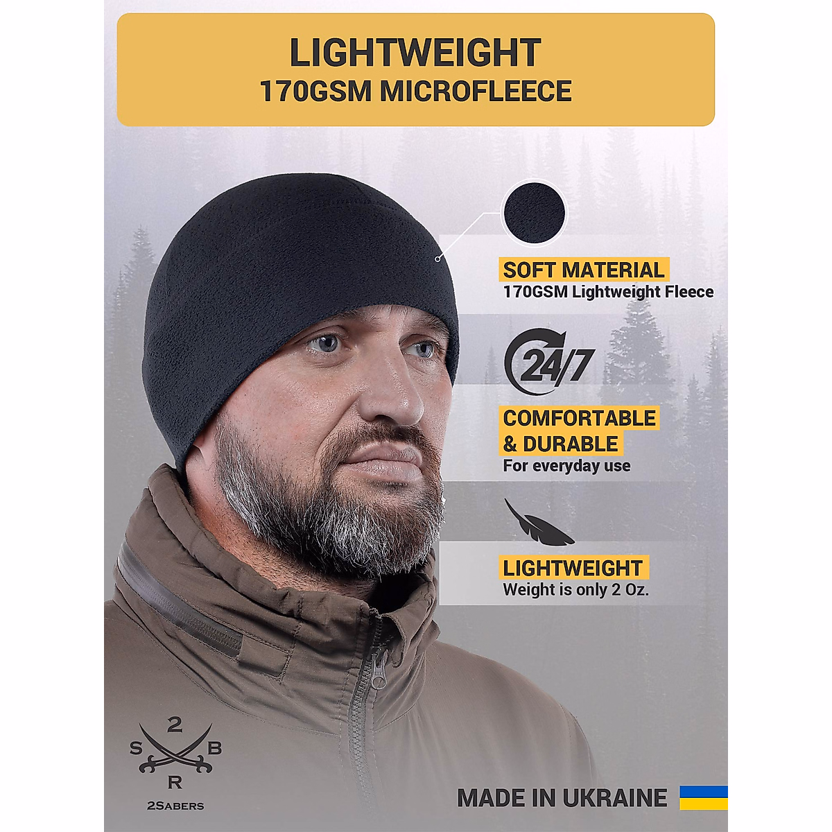 2SBR 2SABERS Warm Lightweight 170 Fleece Watch Cap - Men Women - Army Skull Beanie Hat