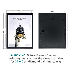 Bemaystar Diamond Art Painting Frames Display Pictures 10x14in/25x35cm Without Mat, Frames for Diamond Art 30x40cm, Black Frame with Lighthouse Photos and Glass