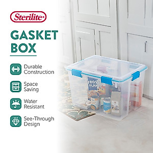 Sterilite Gasket Box, Stackable Storage Bin with Latching Lid, 80 Quart, 12 Pack
