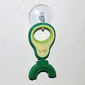 Pampoo Kids U Shaped Toothbrush Avocado Shape Silicone Manual Toothbrush for 2-7years Oral Cleaning U-Shaped Toothbrush