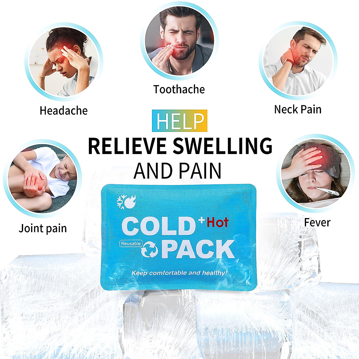 Reusable Hot and Cold Small Gel Ice Packs for Injuries (3pcs|5" x3.5''), Cold Compress, Relief Pain, Flexible and Soft Ice Packs for Kid's Boo Boos, Headache,Wisdom Teeth,Breastmilk