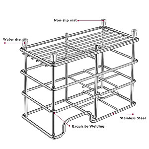 HBlife Small Toothbrush Holder for Bathroom, 5 Slots Silver Stainless Steel Bathroom Accessories Organizer for Small Spaces