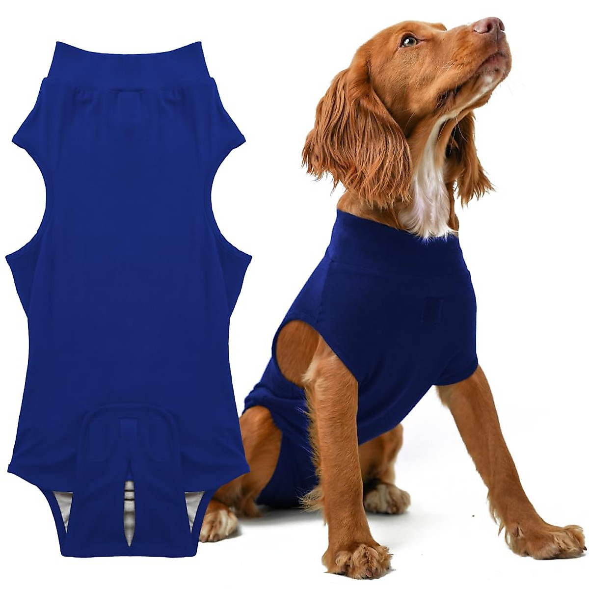 PupShield - Dog Surgery Recovery Suit for All Dog Sizes - Easy Use Anti Lick - Spay & Neuter Recovery Suit, Surgical Onesie for Dogs - Dog Cone Alternative (Blue, Large (Weight:65-95 LBS))