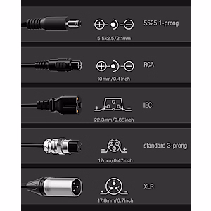 54.6V 2A Electric Bike Charger for 48V Ecotric Bike/Lectric XP/Evercross H5, 3Prong GX16/DC 5.5x2.5mm/XLR/IEC/RCA Connector Power Supply Adapter for 48V Lithium Battery