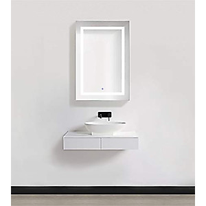 Krugg LED Medicine Cabinet 24 Inch X 36 Inch | Recessed or Surface Mount Mirror Cabinet w/Dimmer & Defogger + 3X Makeup Mirror Inside & Outlet + USB - Right Side