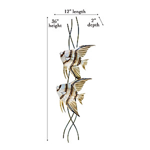 T.I. Design Angelfish Pair Vertical Facing Left Contemporary Coastal Metal Wall Decor