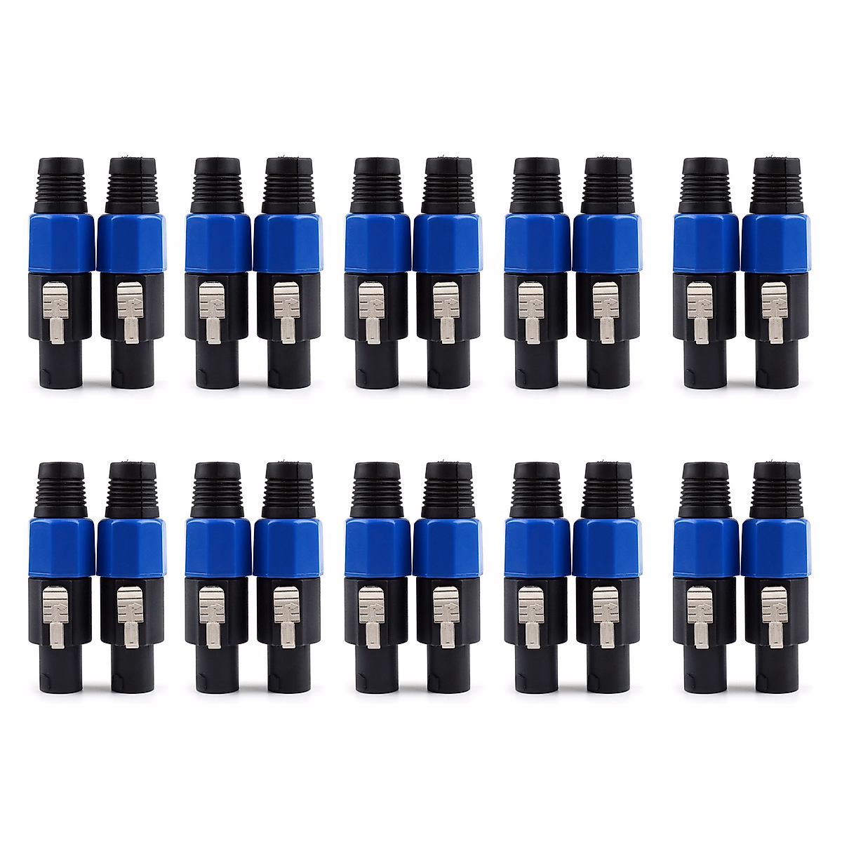 Areyourshop 20 Pcs 4 Pin Speakon Speaker Connector Male Audio Plug Blue