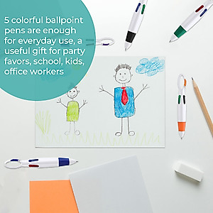 LUCS & JURS 2 Pcs Pen Light with 6 Multicolor Pen- Nurse Flashlight Pen with Pupil Gauge & 9 mm Ruler & Six 4 in 1 Multicolor Ballpoint Pen Pack- Carabiner Pens for Writing