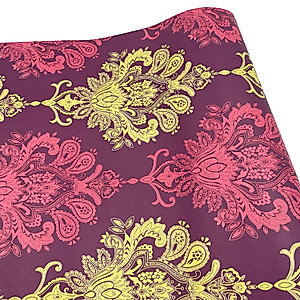 SimpleLife4U Luxury Purple Damask Removable PVC Shelf Drawer Liner Home Decor 17x118 Inch