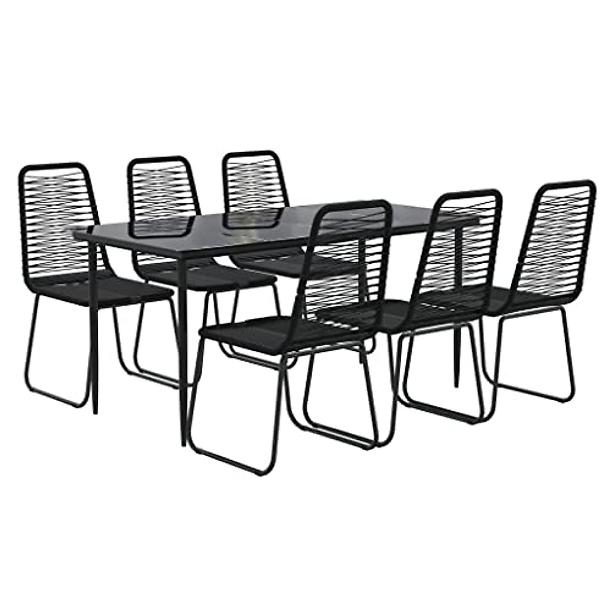 WFAUIBR Dining Set 7 Piece Patio,Patio Furniture Set,Lawn Chairs Set ，for Bedroom, Office, Teaching Building, Library, Flower Shop, Porch，Black/B,7 Piece 63"