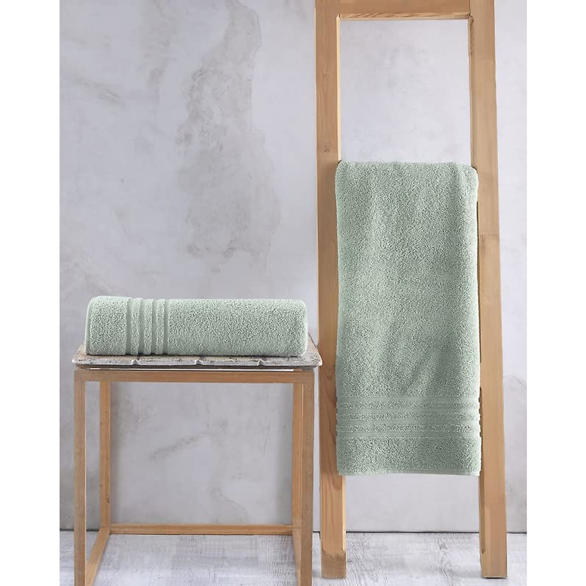 Hammam Linen Jumbo Large Bath Sheets Towels 2-Pack 35 x 70 Inches Soft and Absorbent, Premium Quality 100% Cotton Towels (Light Green, Bath Sheet)