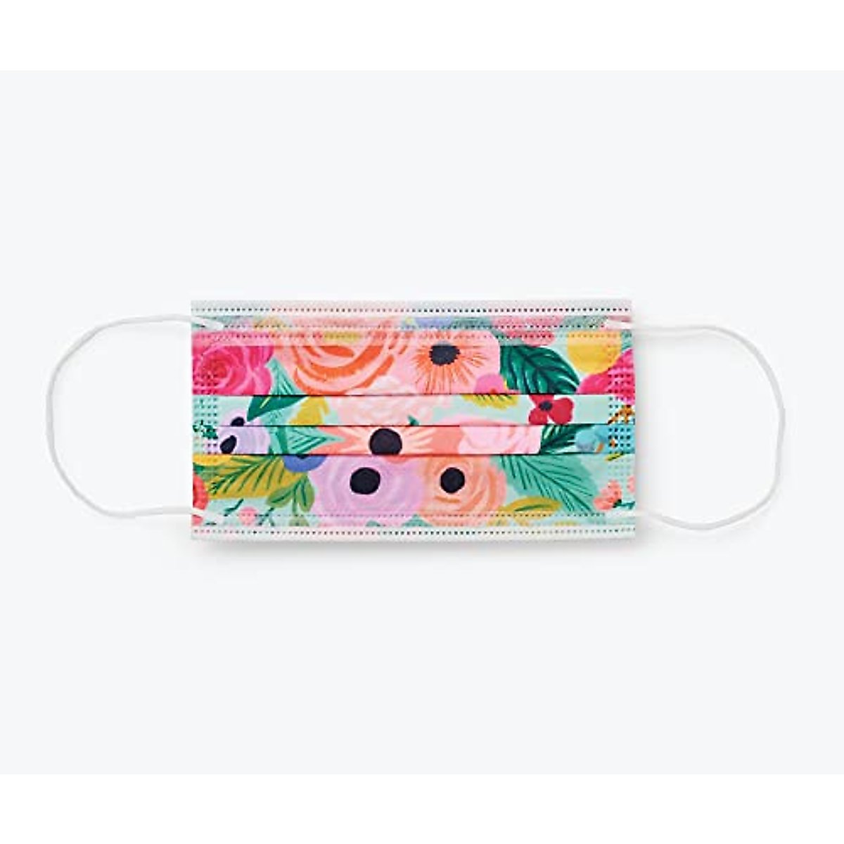 RIFLE PAPER CO. Garden Party Disposable Face Masks, Set of 10 Masks, ≥90% Particle Filtration Efficiency, Three-Layer Design