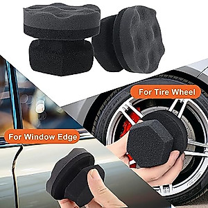 2PCS Tire Shine Applicator Tire Hex Grip Dressing Applicator Pads Tire Sponge Applicator Foam Tire Gel Wet Applicator Car Detailing Reusable Cleaning Supplies for Tire Shine