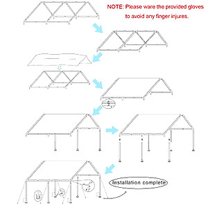 VOYSIGN Outdoor Heavy Duty Carport 10 X 20 Ft, Car Canopy with Three Reinforced Steel Cables (Green)