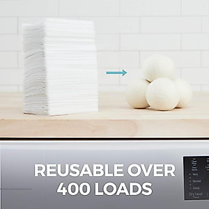 HOME GENIE Durable and Gentle Mesh Laundry Bags for Washing Delicates and Wool Reusable Dryer Balls, Bags 3 Pk Medium, Silicone Zipper, Balls 4 Pack, 400 Laundry Loads, Both Color White, 2 Item Bundle