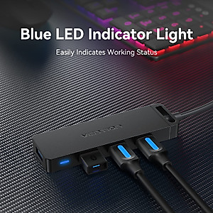 USB Hub, VENTION 4-Port USB Hub 2.0 Splitter with Charging Port for Notebook PC, USB Flash Drives, Mobile HDD for MacBook Pro, iMac, Surface Pro, XPS (0.5FT/0.15m)