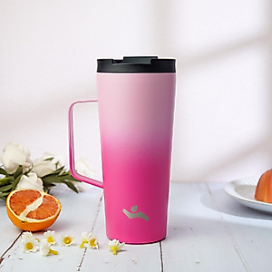 Konokyo Insulated Tumbler with Handle and Straw, 18 OZ Travel Coffee Mug Stainless Steel Cup Metal Water Bottle,Cherry