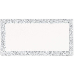 Amscan Elegant Silver Glitter Place Cards - 2" x 4" (Pack of 50) | Premium Glittered Paper, Fancy-Shimmer Touch | Perfect for Weddings, Events, & Table Decor