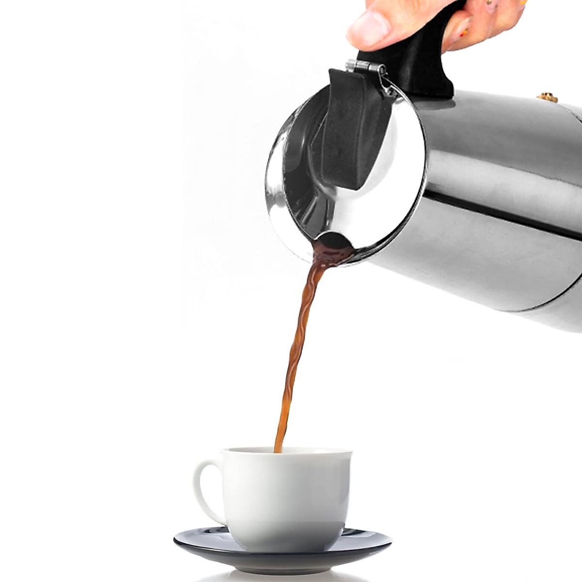 BuyWeek Mocha Coffee Maker, Stovetop Espresso Maker 2 Cup 100ml Stainless Steel Classic Espresso Moka Pot with Induction Stove