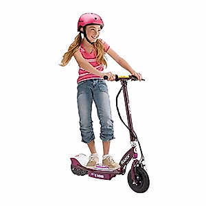 Razor E100 Kids Ride On 24V Motorized Powered Electric Scooter Toy, Speeds up to 10 MPH with Brakes and Pneumatic Tires, Purple