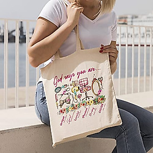 HYTURTLE God Says You Are Hairdresser Canvas Tote Bags, Travel Shopping Gifts For Women Girl Friend Hairdressers On Birthday