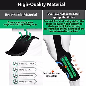 Premium Dog ACL Knee Brace for Torn ACL Hind Leg Support - Cruciate Care & Recovery, Adjustable Leg Braces for Back Leg, Hip Support - Small, Medium, Large Sizes with Extra Stabilizers (Black, L)