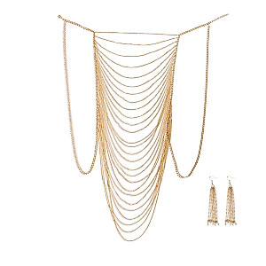 Women's Sexy Halter Backless Tank Top Bra Body Chain Necklace Tassels Party