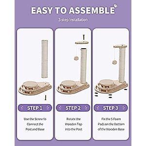 Made4Pets Cat Scratching Post Cat Scratcher Toy Wooden Two-Layer Cat Turntable with Interactive Balls and Dangling Ball