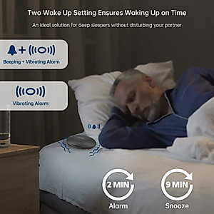 DreamSky Vibrating Alarm Clock for Heavy Sleepers - Auto Set Bed Shaker Alarm Clock Under Pillow for Hearing Impaired, Bedroom, Travel, Rechargeable Battery Operated, Cordless, Auto DST, LCD Backlight