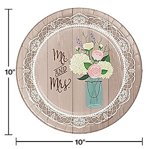 Creative Converting 8-Count Sturdy Style 10-Inch Banquet Plate, Rustic Wedding, Multicolor