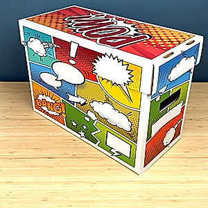 BCW Art POW! Short Comic Storage Box | Holds 150-175 Comics| Double-Walled Corrugated Cardboard | (1-Pack)