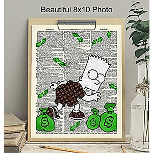Graffiti Wall Art of Louis Vuitton - Bart Simpson Poster - Banksy Wall Art Set - LV Wall Decor - Money Decorations Wall Decor - Urban Wall Decor - Funny Street Art Mural for Alec Monopoly Fans
