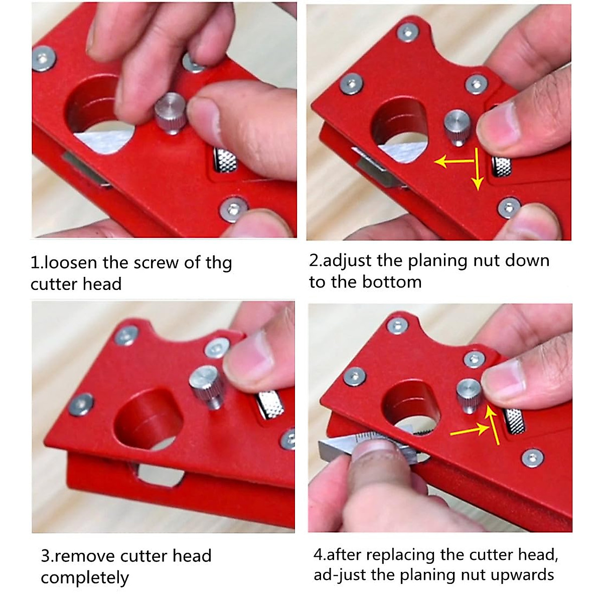 szhdxsy, Wood Planar carpenter's edge trimming tool, suitable for manual chamfering and planing of wood quick trimming,for Quick Edge Trimming and Chamfering,red