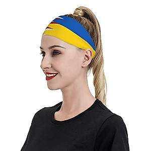 America Ukraine Friendship Flag Sports Headbands Unisex Yoga Non-Slip Quick-Drying Workout Hairband