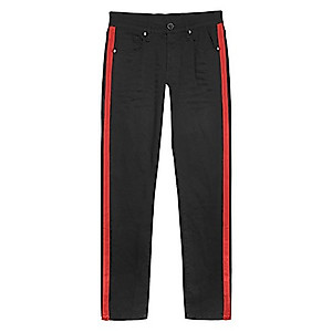 Men Super Comfy Trouser Pants with Stylish Side Stripe AP46496SK PK16 Red Black 34