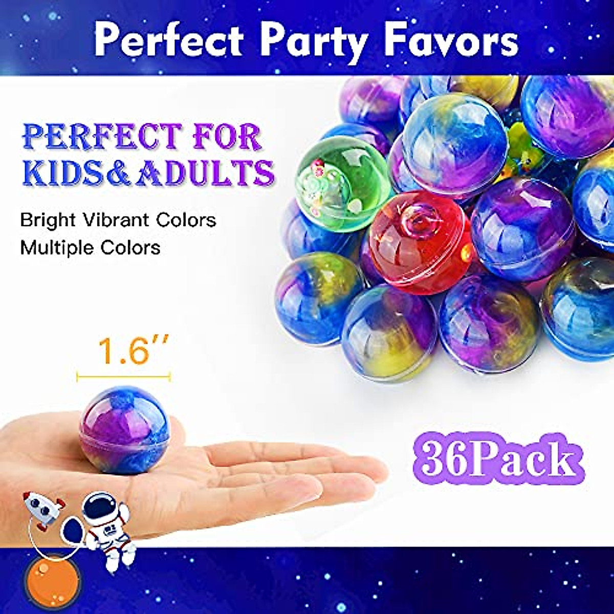 Galaxy Slime 36 Pack, Ball Putty Slime Party Favors for Kids Girls & Boys, Adults, Non Sticky, Stress & Anxiety Relief, Wet, Super Soft Sludge Toy
