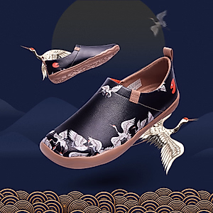 UIN Women's Walking Travel Shoes Slip On Microfiber Leather Casual Loafers Lightweight Comfort Fashion Sneaker Crane in Dark (9)