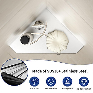 Bernkot Corner Shower Shelf 10" Brushed 304 Stainless Steel Pentagonal Corner Shelves Recessed Bathroom Shower Shelf 2 Pack, No Drilling Needed