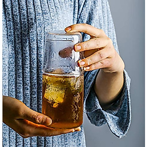 Bedside Water Carafe Set with Tumbler Glass Set Mouthwash Bottle for Bathroom, Bedroom Nightstand, 17oz/500ml(Clear)